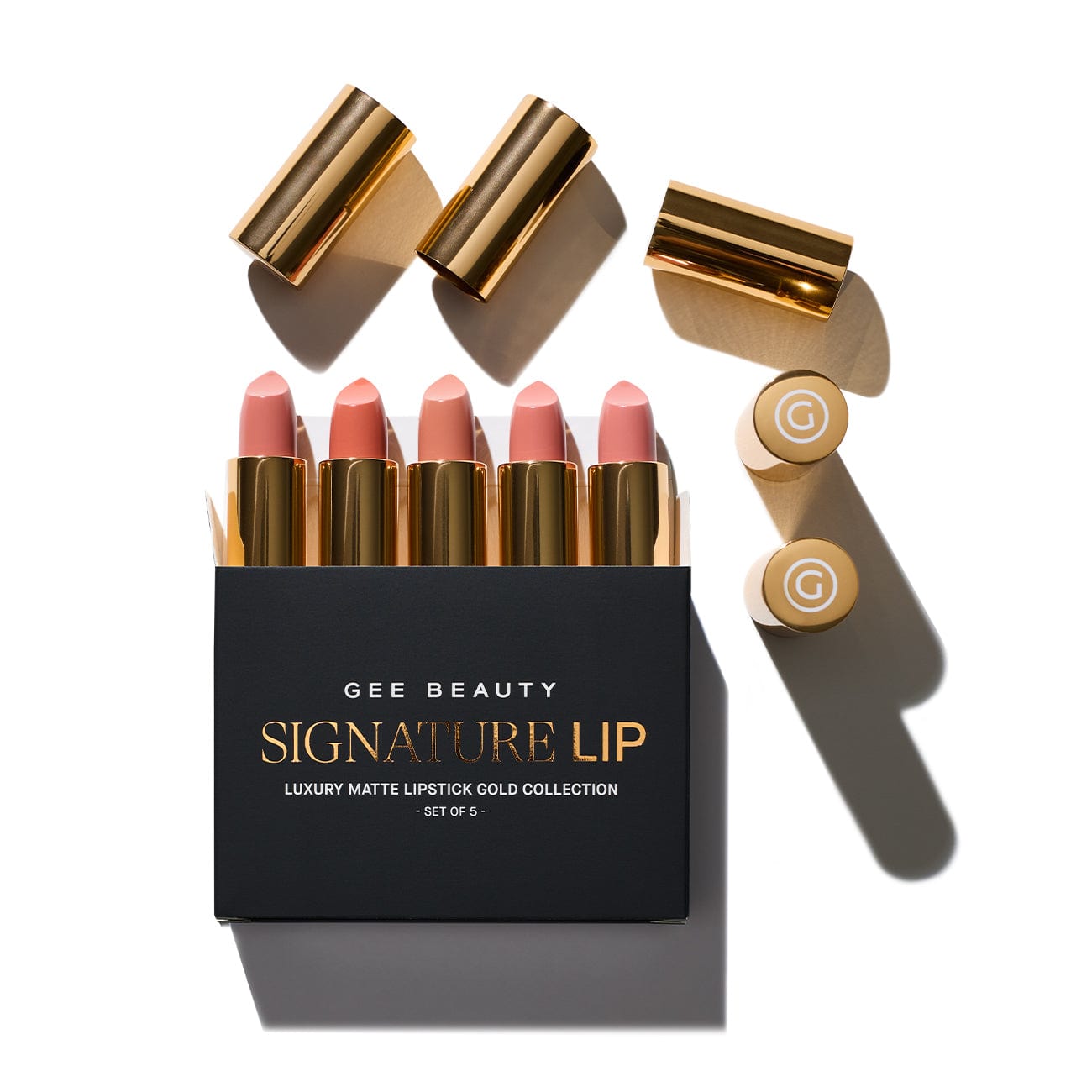 Gold Signature Lip Collection - Set of 5 | Gee Beauty