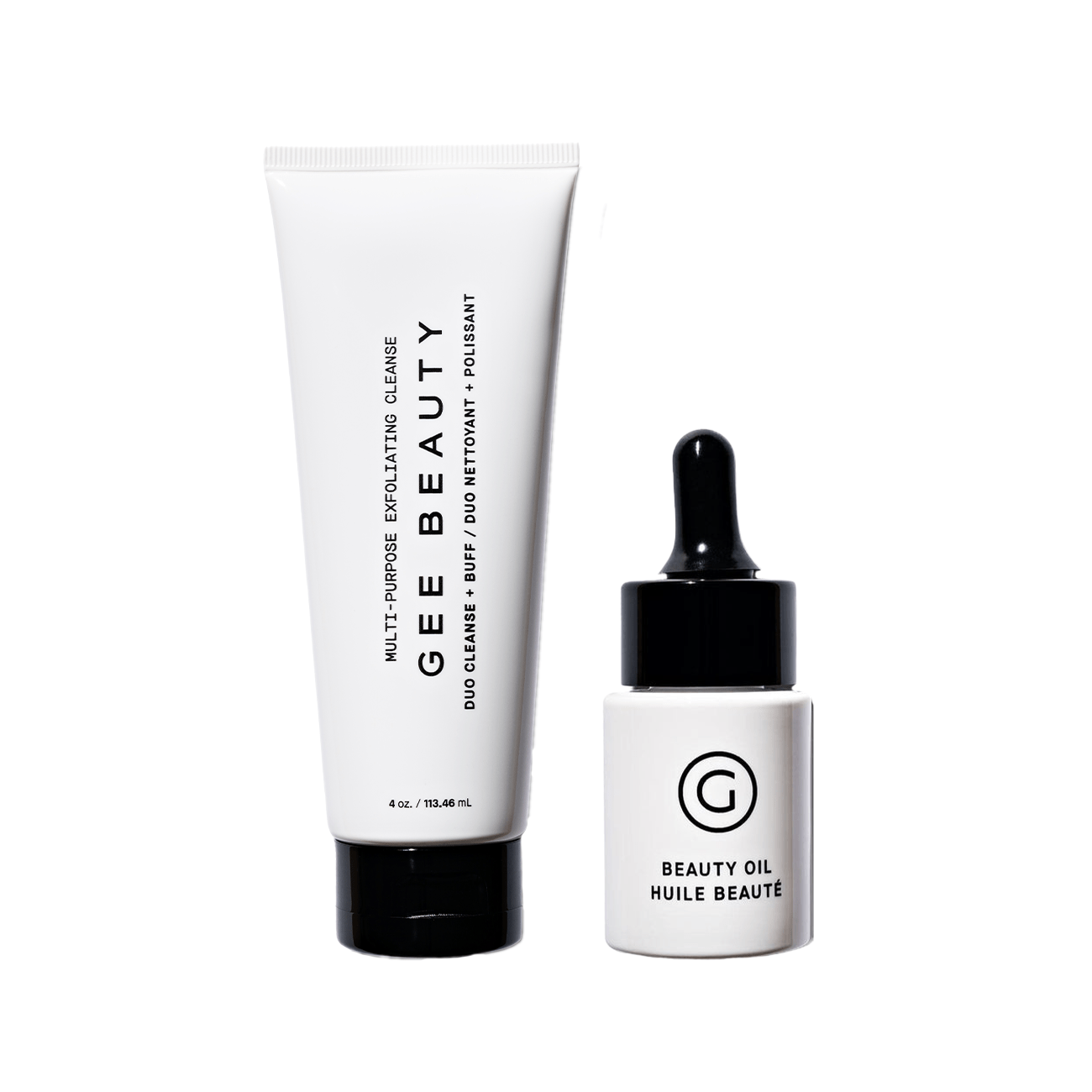Duo Cleanse + Buff + Prime Skin Beauty Oil | Gee Beauty